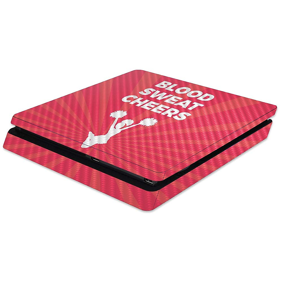 MightySkins Carbon Fiber Skin for Sony PS4 Slim Console - Blood Sweat Cheers | Protective, Durable Textured Carbon Fiber Finish | Easy to Apply, Remove, and Change Styles | Made in The USA