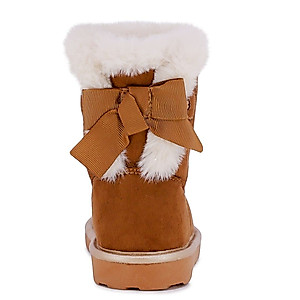 LONDON FOG Girls Toddler Derby Street Fashion Boot Fur Lined Warm Winter Boots Chestnut 10