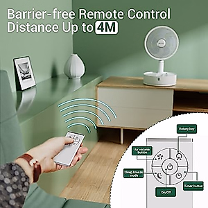 Marchpower Foldable Travel Fan, 10" Recharger 7200mAh Battery Operated Portable Osciallating Pedestal Fan with Remote Control, Quiet 5-Speed Foldaway Collapsible Telescopic Fan for Home Picnic Camping