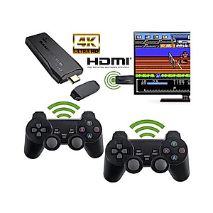 Wireless Retro Game Console,Retro Game Stick,Nostalgia Stick Game,4K HDMI Output,Plug and Play Video Game Stick Built in 10000+ Games,9 Classic Emulators, with Dual 2.4G Wireless Controllers(64G)