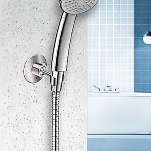 hancook Stainless Steel Shower Head Holder, 360° Adjustable Handheld Bathroom Shower Head Bracket, Metal Shower Spray Holder Wall Mount, Brushed Nickel (SUS304)