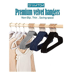 Smartor Velvet Hangers 50 Pack, Black Felt Hangers Non Slip with Rose Gold Hook, Premium Felt Hangers for Adult, Heavy Duty Velvet Hanger for Coat, Suit, Short, Skirt, Dress (Black)