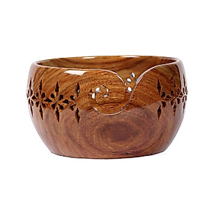 Yarn Bowls with Holes Crochet Bowl Holder Handmade Yarn Storage Bowl for DIY Knitting Crocheting Accessories Yarn Bowl Holder, Wooden Knitting Bowl by Sunrise Wood Store