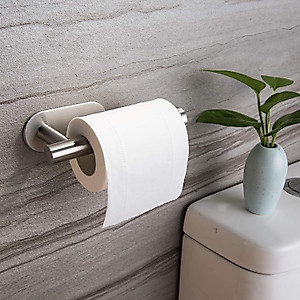 YIGII Toilet Paper Holder Self Adhesive - Adhesive Toilet Roll Holder no Drilling for Bathroom Stainless Steel Brushed