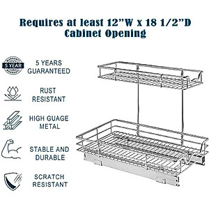 Hold N’ Storage Under Sink Organizers and Storage - 2 Tier Slide Out Cabinet Organizer with Sliding Drawers for Inside Cabinets- 11" W x 18" D x 15”H, Chrome