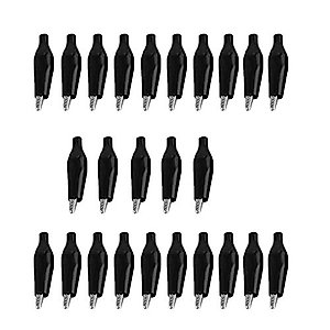 CompStudio 25 pcs BLACK (Medium) 35mm Alligator Clips Clamps Metal Crocodile Alligator Jumper Electric Test Clips Helper with Protective Insulation Cover Plastic Boots