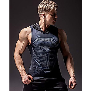 Red Plume Men’s Sleeveless Hoodie Men/Gym Tank Tops Bodybuilding Sleeveless Workout Hoodie Muscle Cut Off Sweatshirt for Men (Black, M)