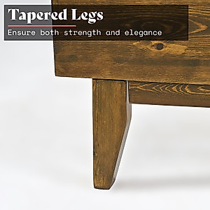 AMERLIFE Queen Size Solid Wood Platform Bed Frame with Wooden Headboard, No Box Spring Needed, Easy Assembly, Caramel