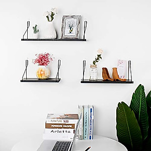 Floating Shelves Decorative Shelves Wooden Wall Mounted Shelf for Bedroom Living Room Kitchen and Office (Black,19.7 in)