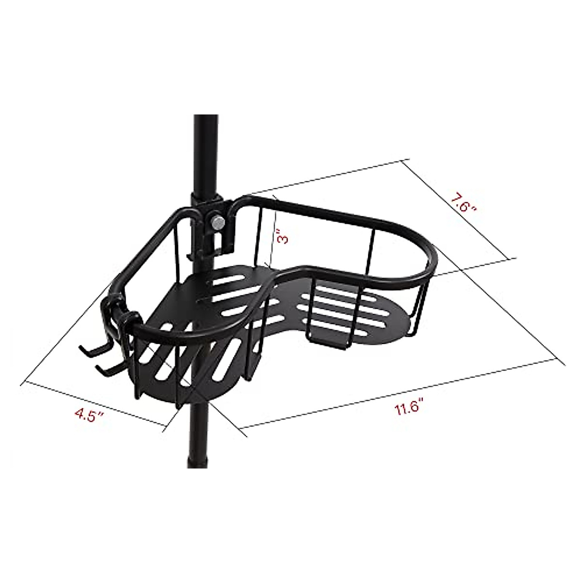 Utopia Alley Flat Shelf Tension Rod Shower Organizer - Rustproof Corner Shower Caddy with 4 Adjustable Shelves - Stand Up Shower Corner Shelf, Bathtub Corner Rack - Matte Black Finish