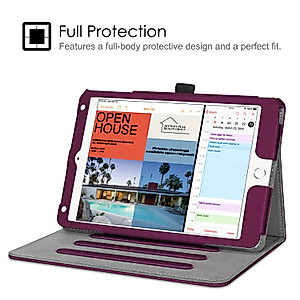 Fintie Case for iPad Mini 4 - [Corner Protection] Multi-Angle Viewing Folio Smart Stand Protective Cover with Pocket, Auto Wake/Sleep, Compatible with iPad Mini 5th Gen 2019 (Purple)
