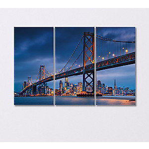 Downtown San Francisco with Oakland Bridge USA Canvas Print 1 Panel / 36x24 inches