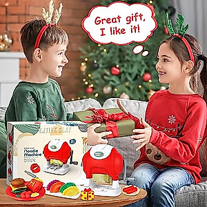 35PCS Play Dough for Kids, Creations Kitchen Play Food Color Dough Noodle Machine Toy Set, Dough Accessories Sets Christmas Birthday Gift for Kids Age 3 4 5 6 7 8