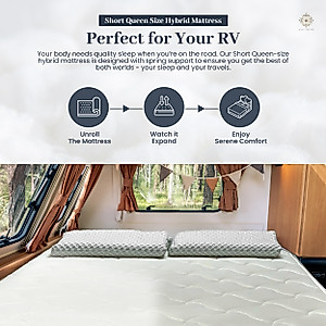 Short Queen RV Mattress - 6 Inch Cool Comfort Foam & Spring Hybrid Mattress with Breathable Organic Cotton Cover - Quilted Soft Tight Top - Rolled in a Box - Oliver & Smith