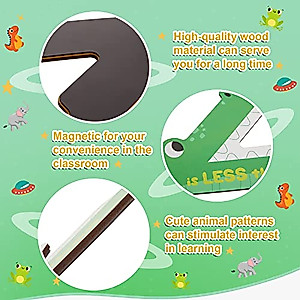 Flutesan 5 Pack Math Sign Magnetic Teacher Tools, Greater Than and Less Than, Plus, Minus, Equal to, Animal Math Magnets for Teacher School Classroom Supplies, Help Kids to Learn and Understand Math