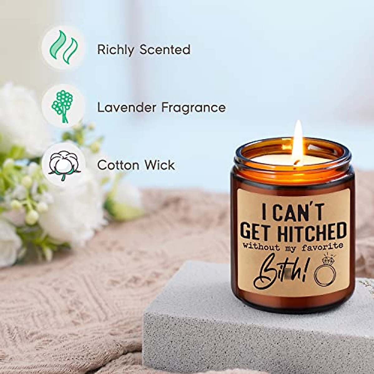 GSPY Scented Candles - Bridesmaid Proposal Gifts, Funny Bridesmaid Gifts - Bridesmaid Candle Gift - I Can’t Get Hitched Without - Maid of Honor Proposal Gifts, Matron of Honor Gifts, Bridesmaids Gifts