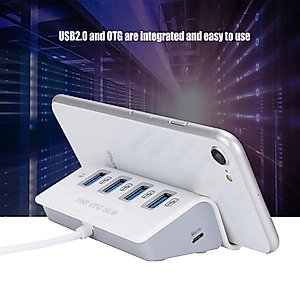 4 Port Multiple Interfaces USB Hub OTG Adapter for Phone Tablet Desktop with 480Mbps Data Transmissiom Rate, Strong Compatibility.