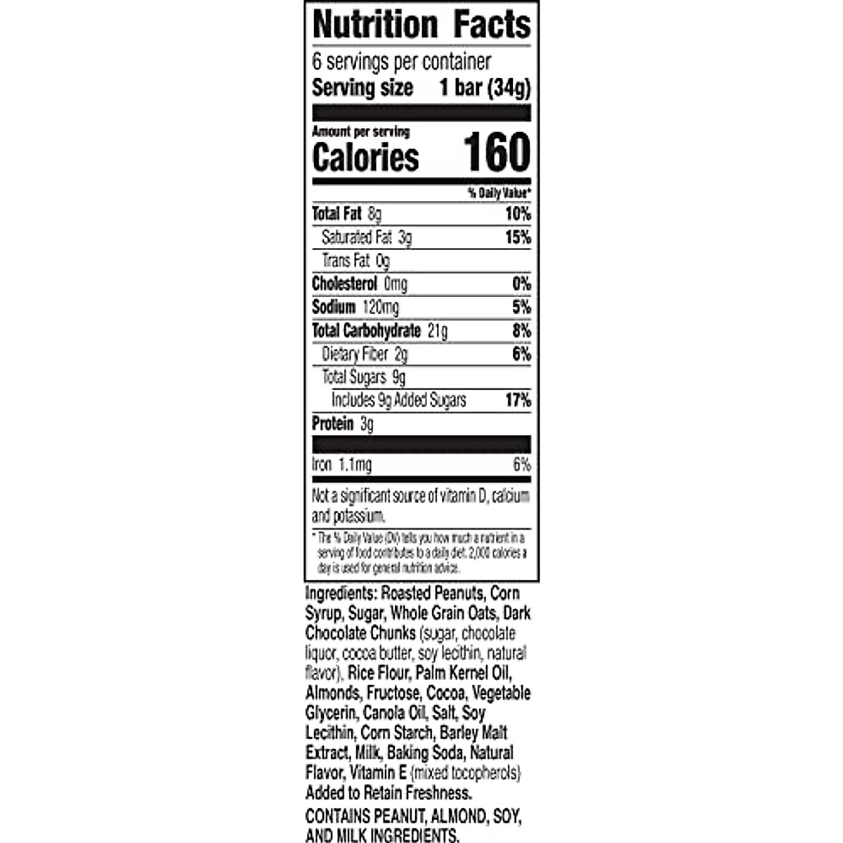 Nature Valley Sweet and Salty Nut Bars, Dark Chocolate Peanut Almond, 6 ct