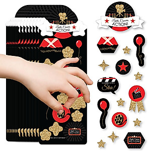 Big Dot of Happiness Red Carpet Hollywood - Movie Night Birthday Party Favor Kids Stickers - 16 Sheets - 256 Stickers