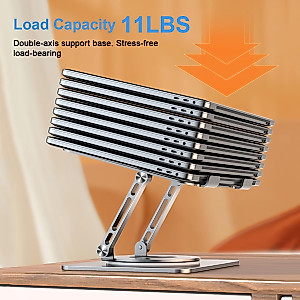 SAUNUOWL Swivel Laptop Stand Adjustable Laptop Stand for Desk Ergonomic Foldable Adjustable Laptop Stand with 360 Rotating Base,Compatible for Pro/Air Notebook Book Up to 17inch (Color : Black)