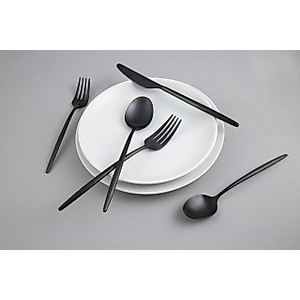 Cambridge S505120CKW12R Gaze Black Satin 20-Piece Flatware Set, Service for 4, silver