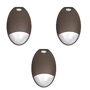 LED Emergency Light with Battery Backup and Photocell, Self Test Diagnostics, Outdoor LED Emergency Wallpack, 12W 100-277VAC UL-924 Fire Resistant IP65 Wet Location, Dark Bronze UL Listed (3 Pack)