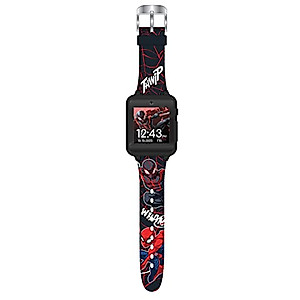 Accutime Kids Marvel Spider-Man Miles Morales Black Educational Touchscreen Smart Watch Toy for Boys, Girls, Toddlers - Selfie Cam, Learning Games, Alarm, Pedometer & More (Model: SPD4664AZ)