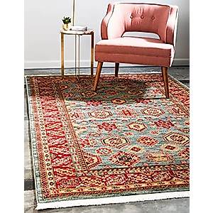 Unique Loom Sahand Collection Area Rug - Alexander (4' 1" x 6' 1" Rectangle, Light Blue/Light Brown)