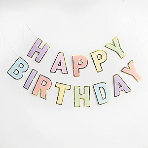 ebabyland Happy Birthday Banner Pastel - Macaron Colorful Letters Banner for Kids Baby Adults Boys Girls birthday decorations party supplies.