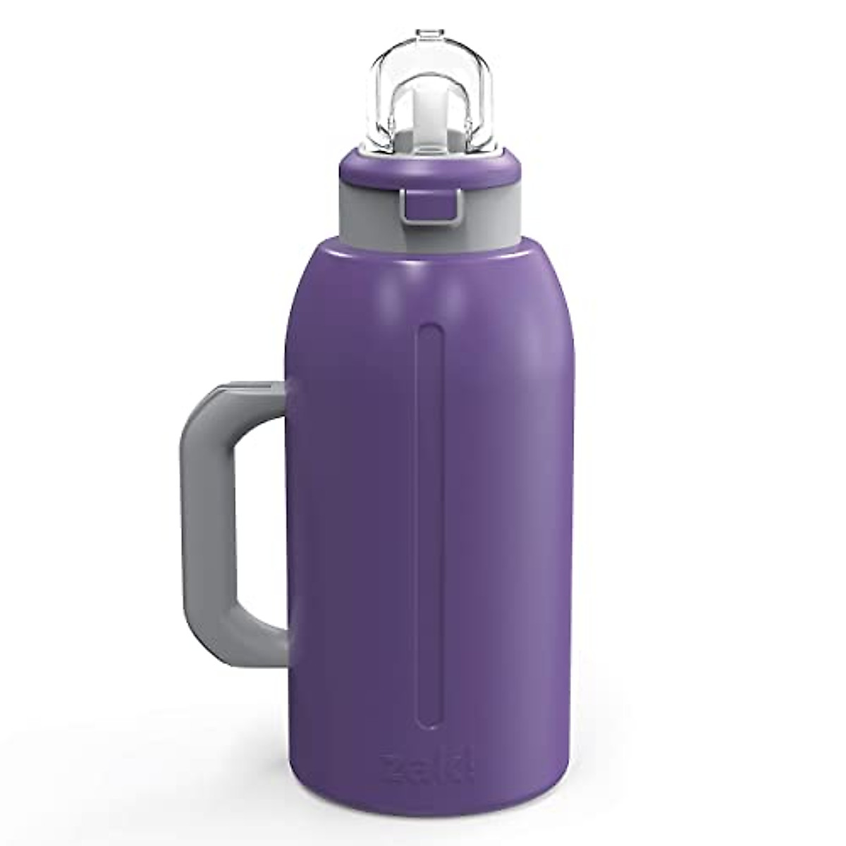 Zak Designs 64oz Genesis Double-Wall Vacuum-Insulated Stainless Steel Water Bottle with Easy-Open Button Lid and Built-In Carry Handle, Leak-Proof Design (64oz, Viola)