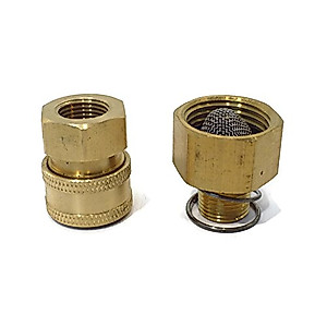 MTM Brass Pressure Washer Garden Hose Adapter (w/Spring & Filter) & Quick Connect Coupler