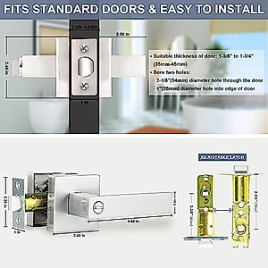 RAZCC Door Lever, Heavy Duty Interior Door Handles for Bathroom & Bedroom Privacy Door Lock Handles Keyless Door Knobs in Satin Nickel for Right & Left Sided Doors, 1 Pack