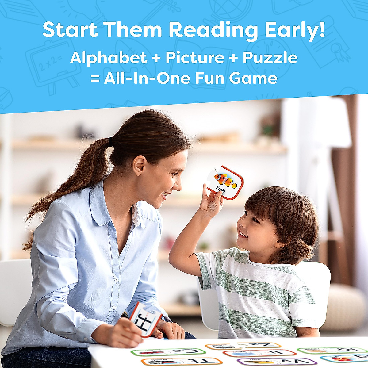Alphabet Puzzle Games for Kindergarten - 26 Pairs Self-Correcting ABC Puzzle Alphabet Matching Game - ABC Learning for Toddlers - Sturdy Alphabet Learning Toys Learning Letters Matching Game