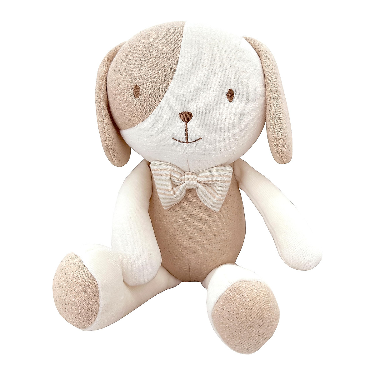 Super Soft Organic Cotton Baby First Friend, Attachment Doll for Baby, Pillow Buddy, Plush Animal Toys, Stuffed Animal Puppy, Honey Bow Tie Puppy