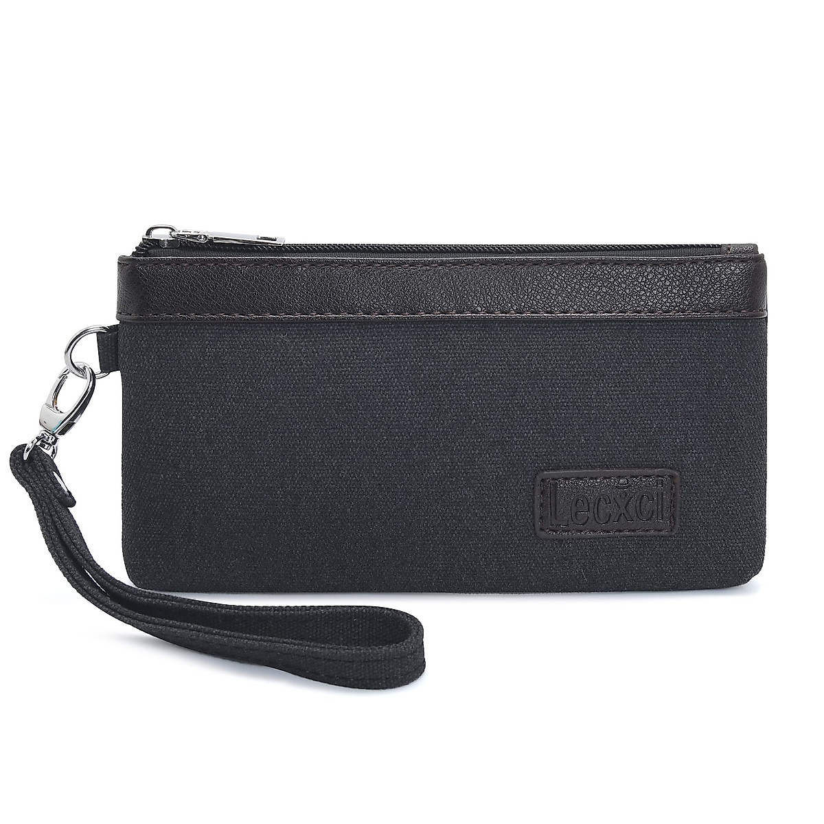 Lecxci Canvas Wristlets Bag Clutch Purses Wallet Slim Credit Card Holder Clutch with Removable Strap Cell Phone Wallet (Colorbloc-1)