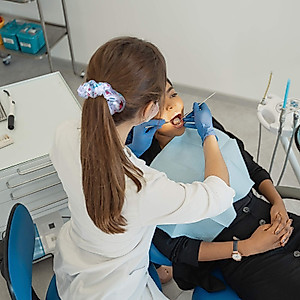 WILLBOND 20 Pieces Dental Hygienist Gifts, Dental Assistant Hair Scrunchies for Women, Tooth Elastic Hair Holder Hygiene Ponytail Teeth Pattern Hair Scrunchies for Women Girls