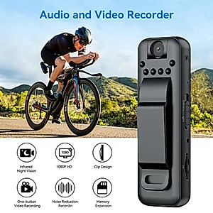 PMUYBHF Mini Body Camera with Audio and Video Recording Night Battery Camera, 1080P 64G Body Worn Camera with Upgraded Clip