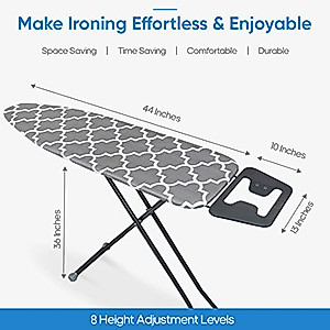 TIDY ZEBRA Compact Ironing Board Full Size European Made – ULTRA THICK PADDED FOAM AVOIDS MOLD - Organic 100% Cotton Ironing Boards Covers - Sturdy Lightweight Iron table, Bonus Iron Board Cover 13x43