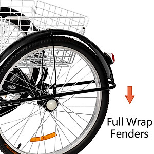 PEXMOR Adult Tricycle 7 Speed, 24/26 Inch 3 Wheel Bikes Tricycle for Adults, Adult Trike for Women/Men/Seniors, Three Wheel Cruiser Bike w/Folding Front & Rear Basket for Shopping/Recreation/Picnic