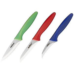 Zyliss 3 Piece Peeling & Paring Knife Set, Blue/Green/Red