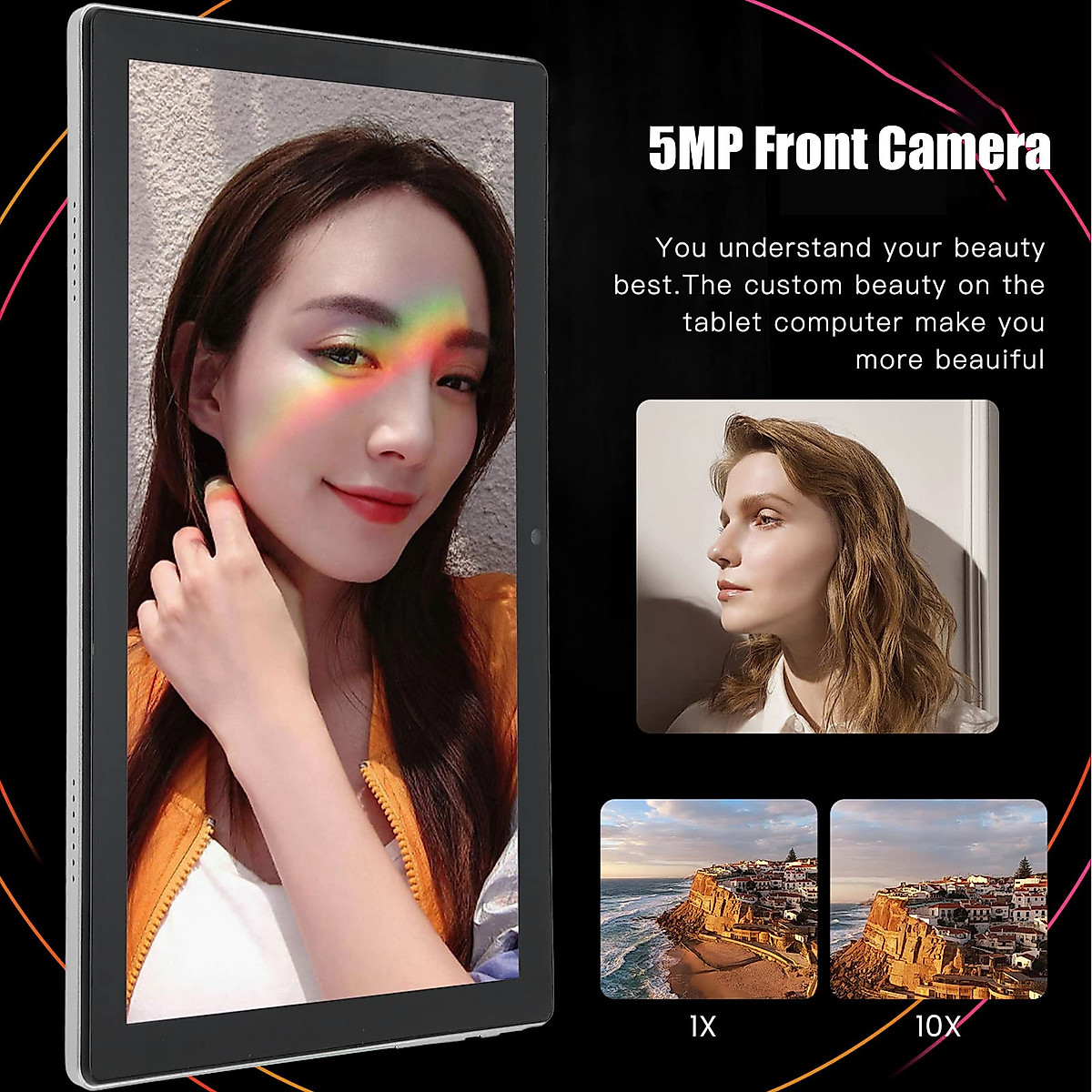 Tablet 10 Inch, Tablet PC 4GB 256GB Support 4G Network Front 5MP Rear 8MP 2.4G 5G WiFi Calling Tablet with Front 5MP Rear 8MP Camera, 7000mah Battery (Silver)