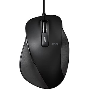 ELECOM USB Wired Mouse, Corded Mouse with Quiet, Silent Click, Ergonomic Design, 5 Button, for Windows and Mac, Large Size (M-XGL10UBSBK-US)