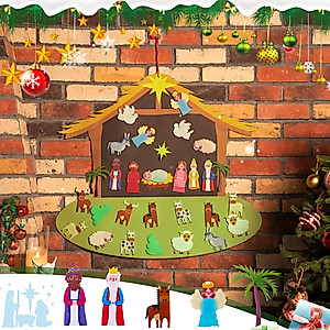 Enhon DIY Felt Christmas Tree Set, Felt Nativity Advent for Christmas with 29 Pcs Detachable Ornaments, Felt Christmas Tree, Christmas Door Wall Hanging Decor, Christmas Decor