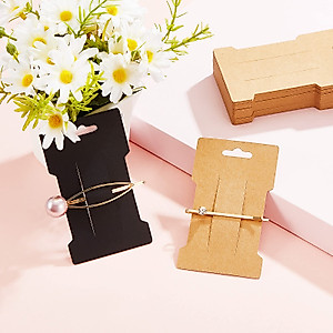 Outus 120 Pieces Hair Clip Display Cards - 6 x 10 cm Kraft Paper Rectangular Card Holders for Hair Bows, Barrettes, and Accessories Organizing in 3 Colors