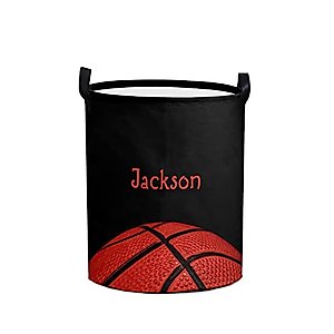 Basketball Stripe Personalized Custom Laundry Hamper Storage Basket Collapsible for Living Room Bathroom Bedroom