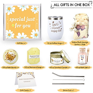 Gifts for Women, Birthday Gifts for Women, Unique Gift Ideas for Mom from Daughter, Gifts for Friends Female, 30th 40th 50th Happy Birthday Gift Basket for Women, Thank You Gift for Women (Yellow)