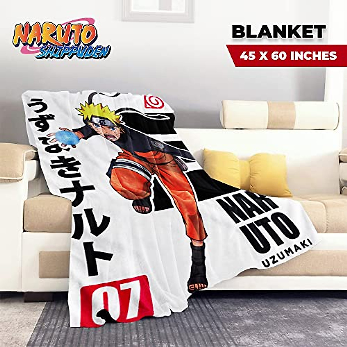 JUST FUNKY Naruto Shippuden Akatsuki Fleece Throw Blanket | 45 x 60 Inches Licensed Merchandise | Great for Anime Fans, Stealth Missions, & Leaf Village Secrets | Soft, Warm & Durable
