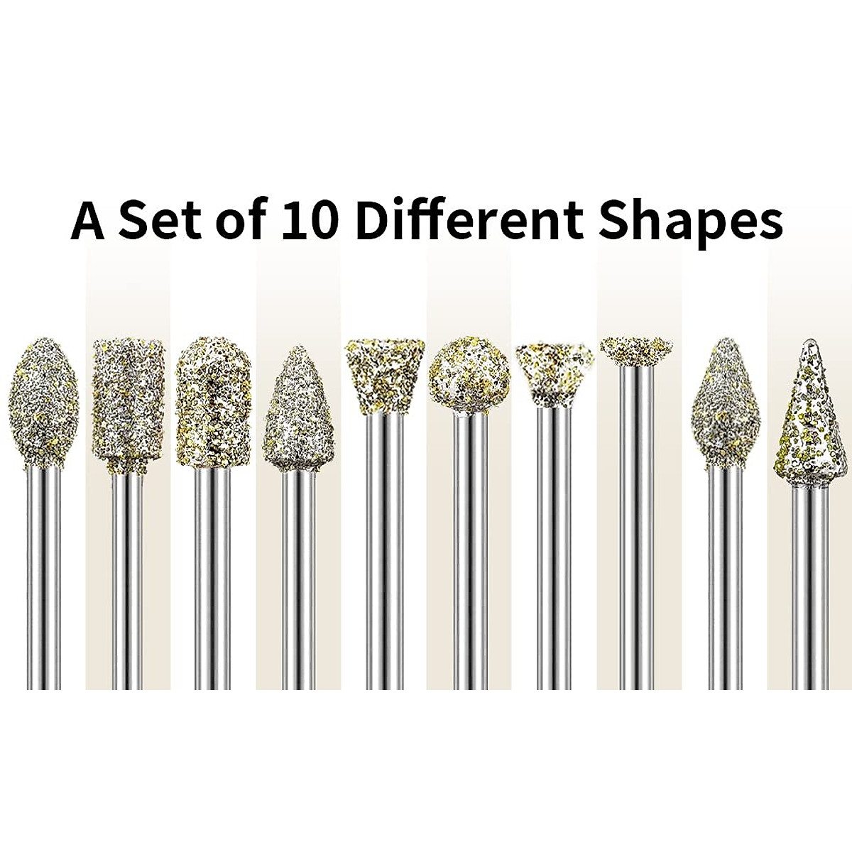 30Pcs Diamond Grinding Burr Drill Bit Stone Carving Rotary Tool Accessories Polishing Mix Set with 1/8 inch Shank, Diamond Coated Burr Bits Universal for Stone Glass Ceramics Engraving DIY Grinding