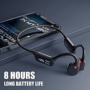 Ortizan Bone Conduction Headphones with LED Display, Open Ear Headphones Bluetooth 5.3 Sports Wireless Earphones with Built-in Mic IPX8 Waterproof for Swimming,Running, Cycling, Hiking(I6,Black)
