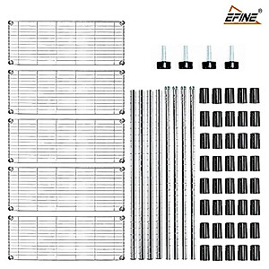 EFINE Chrome 5-Shelf Shelving Unit with 5-Shelf Liners, NSF Adjustable Heavy Duty Steel Wire Shelves, 350lbs Loading Capacity Per Shelf, Storage Rack(36W x 14D x 72H) Pole Diameter 1 Inch
